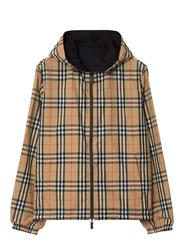 Burberry Reversible Check Hooded Jacket - Beige