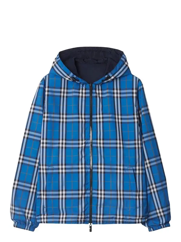 Burberry Reversible Check Hooded Jacket - Blue