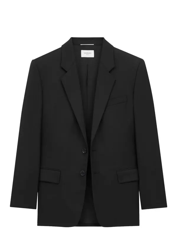 Saint Laurent Wool Gabardine Single-breasted Jacket - Black