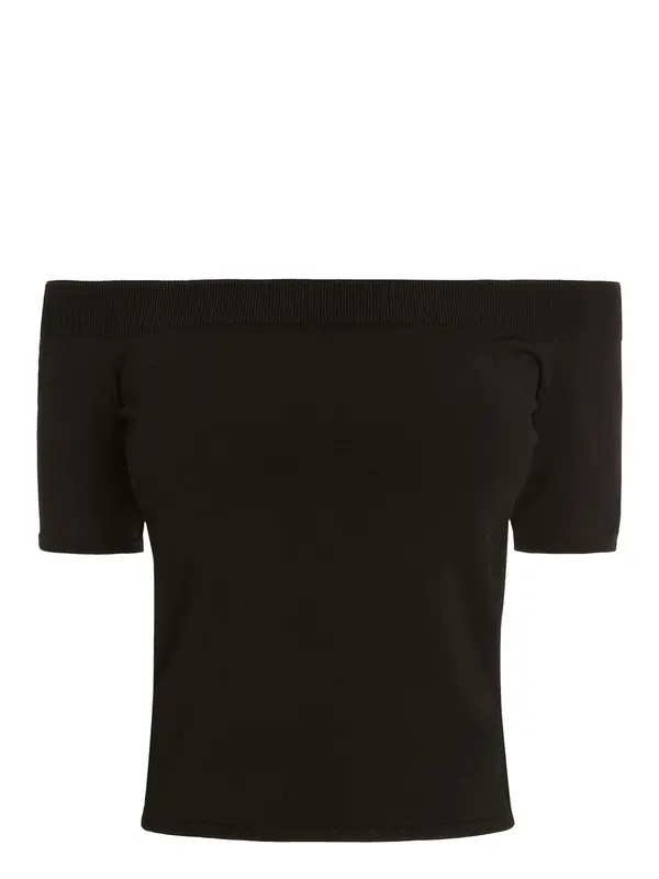 Alexander McQueen Knitted Off-the-shoulder Top - Black