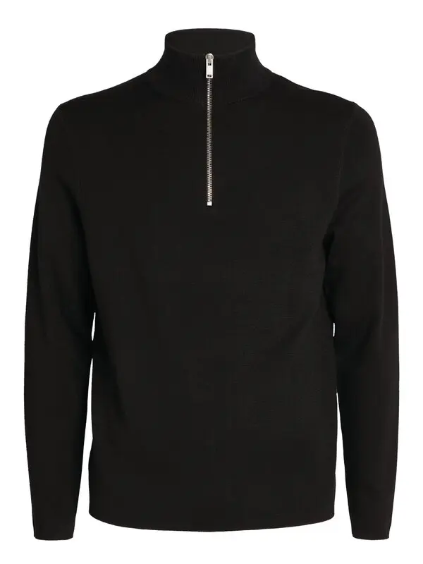 Sandro Half-zip Wool Sweater - Black