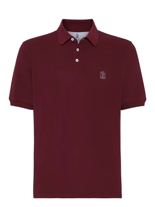 Brunello Cucinelli Cotton Logo Polo Shirt - Burgundy