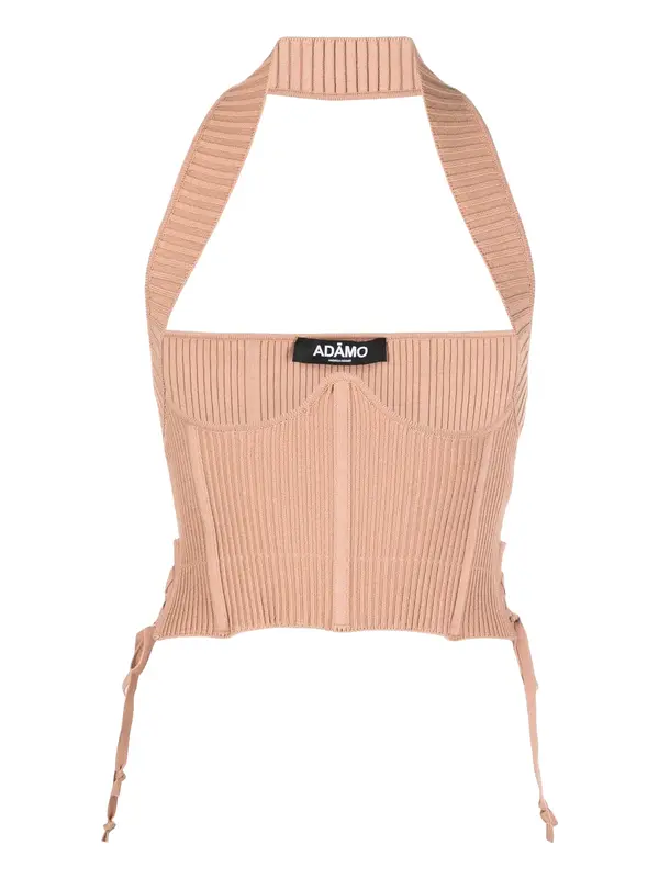 ANDREĀDAMO Ribbed-knit Corset Top - Neutrals