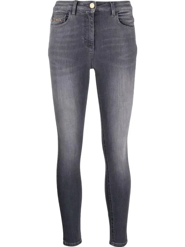 Elisabetta Franchi Logo-patch Denim Jeans - Grey
