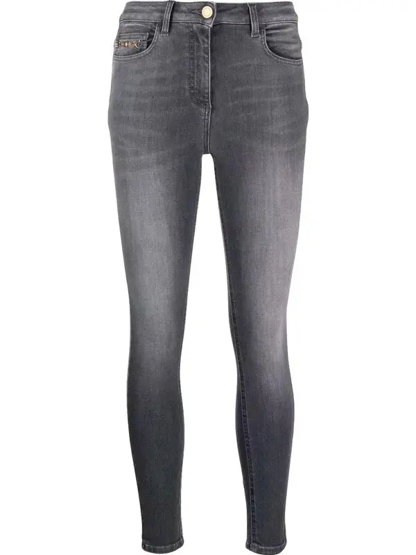 Elisabetta Franchi Logo-patch Denim Jeans - Grey