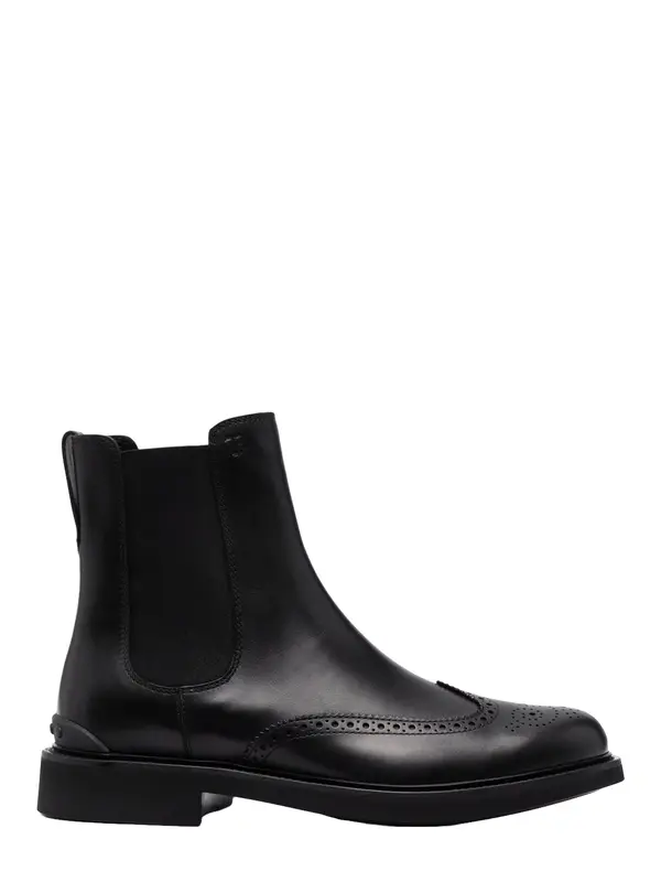 TOD'S Perforated Leather Ankle Boots - Black