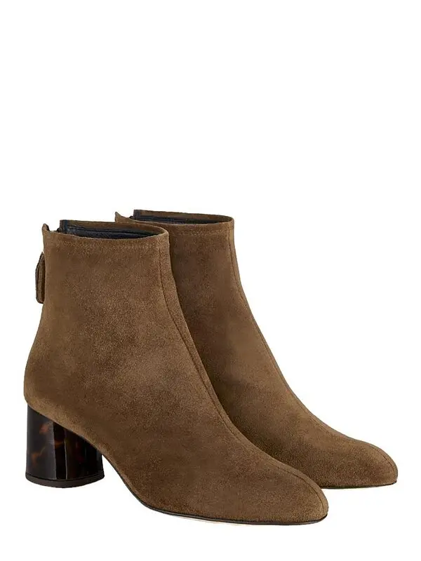 Agl Veta Back Zip Block Heel Booties - Cognac