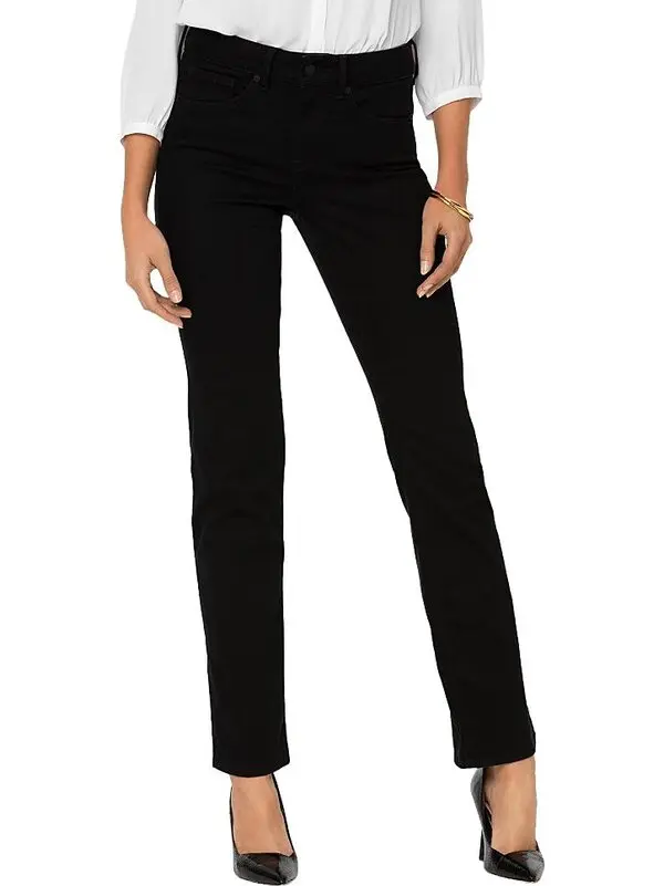 NYDJ Petites Marilyn High Rise Straight Jeans - Black