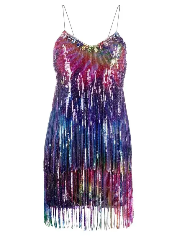 Philipp Plein Tie-dye Print Fringed Dress - Purple