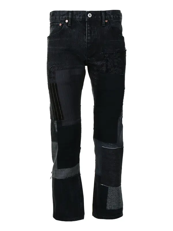Junya Watanabe Patchwork Cropped Jeans - Black