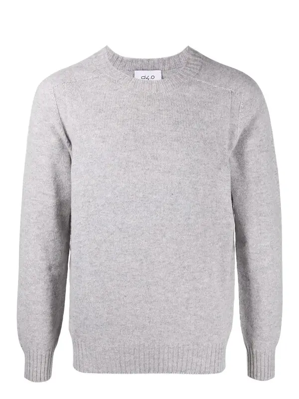 D4.0 Ribbed-trim Virgin-wool Jumper - Grey