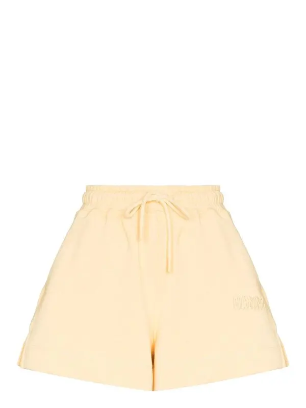 GANNI Logo-embroidered Track Shorts - Yellow