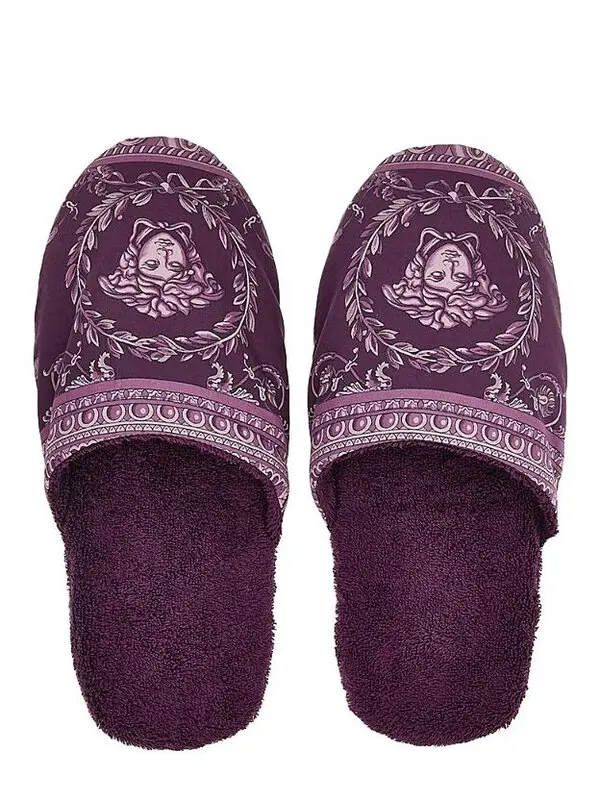 Versace I Heart Baroque Bath Slippers - Mulberry