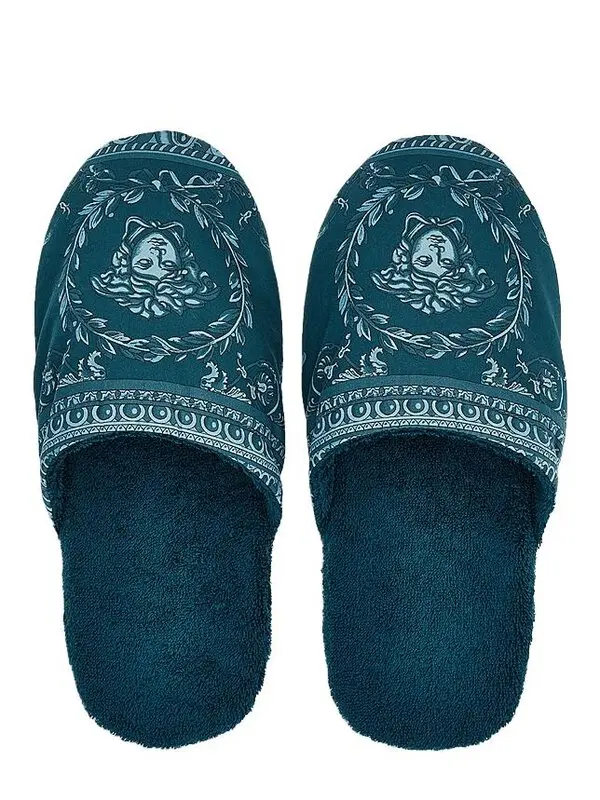 Versace I Heart Baroque Bath Slippers - Petrol Blue