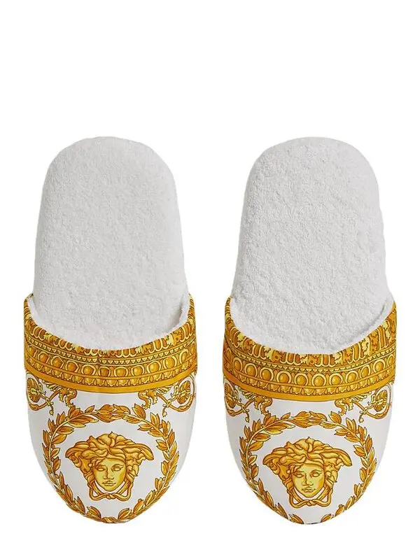 Versace I Heart Baroque Bath Slippers - White