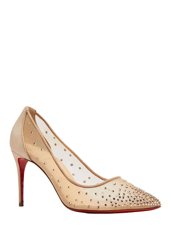 CHRISTIAN LOUBOUTIN Follies Strass 85 Pumps - Beige