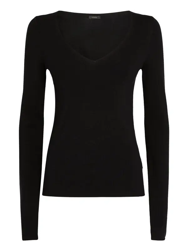 JOSEPH Silk-stretch V-neck Top - Black