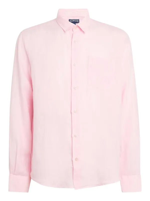 Vilebrequin Linen Embroidered Caroubis Shirt - Pink