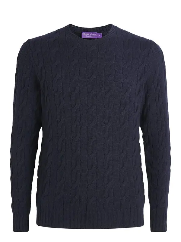 Ralph Lauren Purple Label Cashmere Cable-knit Sweater - Navy