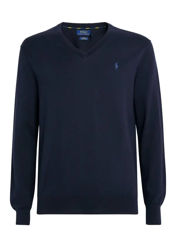 Polo Ralph Lauren Cotton V-neck Sweater - Navy