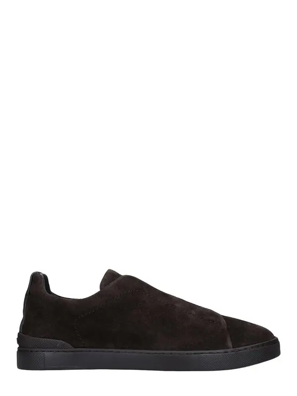 Zegna Suede Triple Stitch Sneakers - Brown