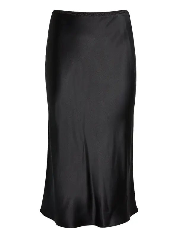 JOSEPH Silk Satin Isaak Midi Skirt - Black
