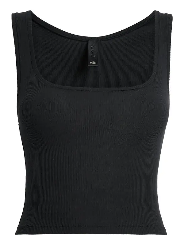 SKIMS Cotton Ribbed Cropped Tank Top - Black