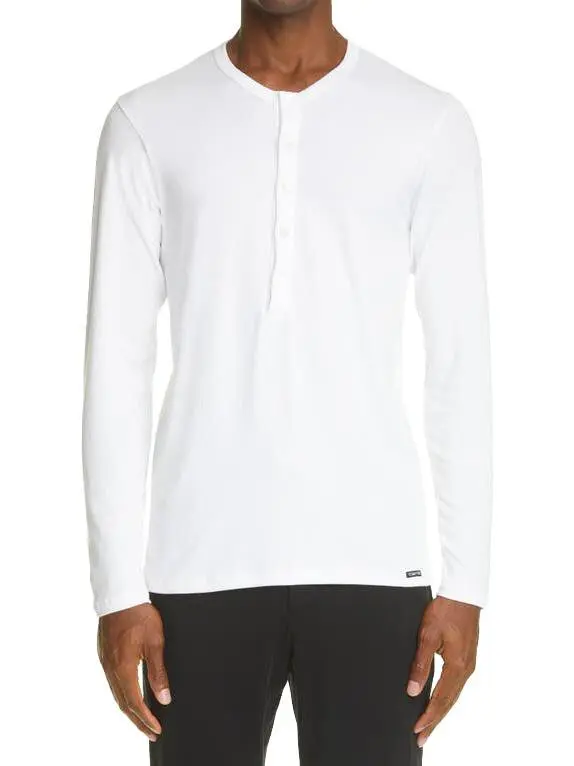 TOM FORD Cotton Knit Henley - 100white