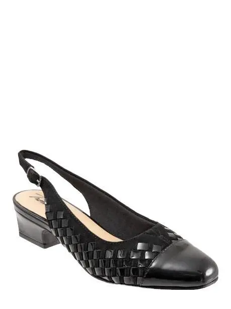 Trotters Dea Woven Slingback Pump - Black Suede Patent