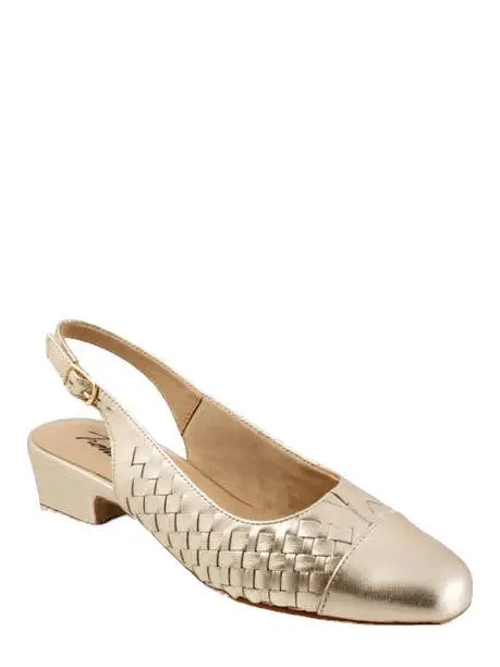 Trotters Dea Woven Slingback Pump - Champagne