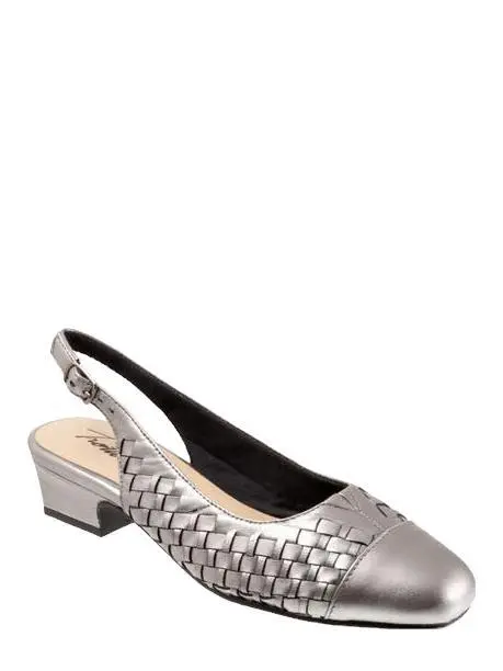 Trotters Dea Woven Slingback Pump - Pewter