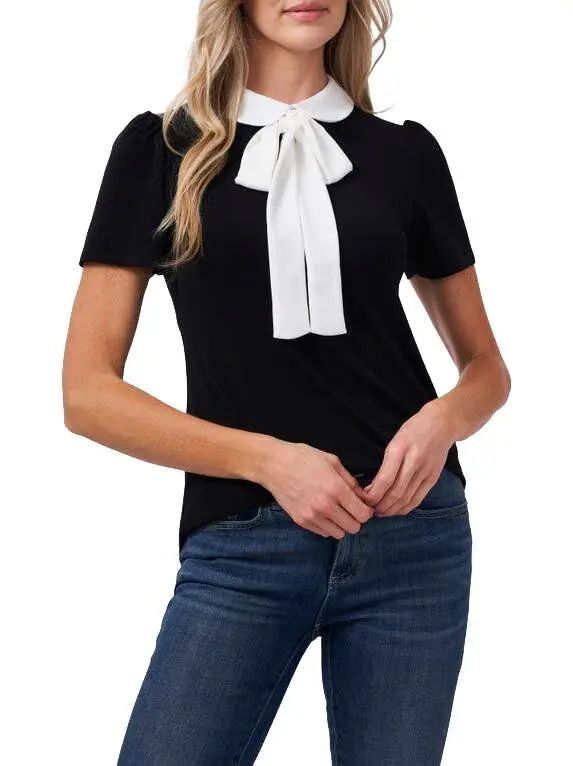 CECE DUPRAZ Tie Neck Top - Rich Black