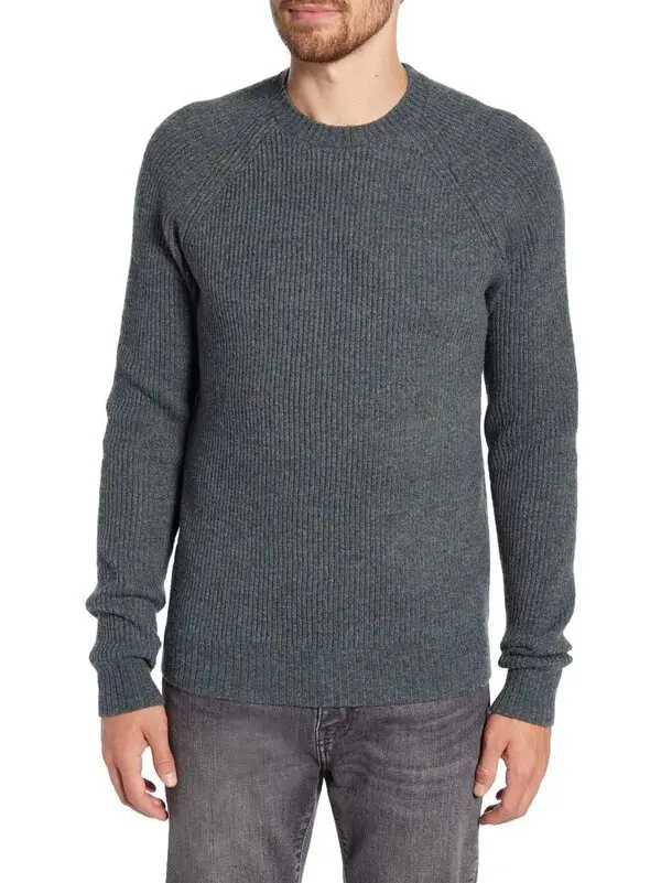 SCHOTT Ribbed Wool Blend Sweater - Sage