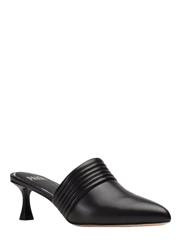 Paige Poppy Trapunto Mule - Black