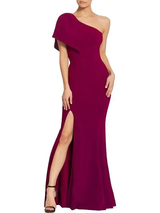 Dress The Population Georgina One-shoulder Gown - Dark Magenta