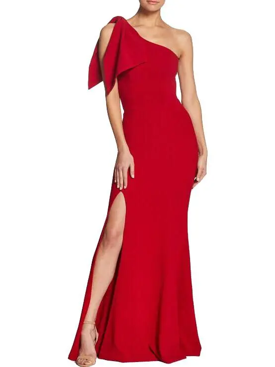 Dress The Population Georgina One-shoulder Gown - Garnet
