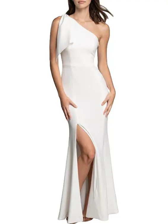 Dress The Population Georgina One-shoulder Gown - Off White
