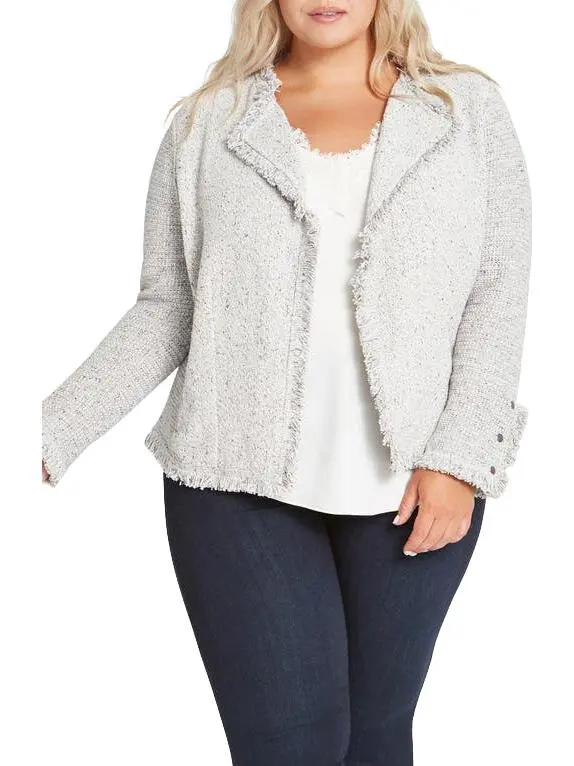 NIC+ZOE Fringe Mix Knit Jacket - Sugar Cookie