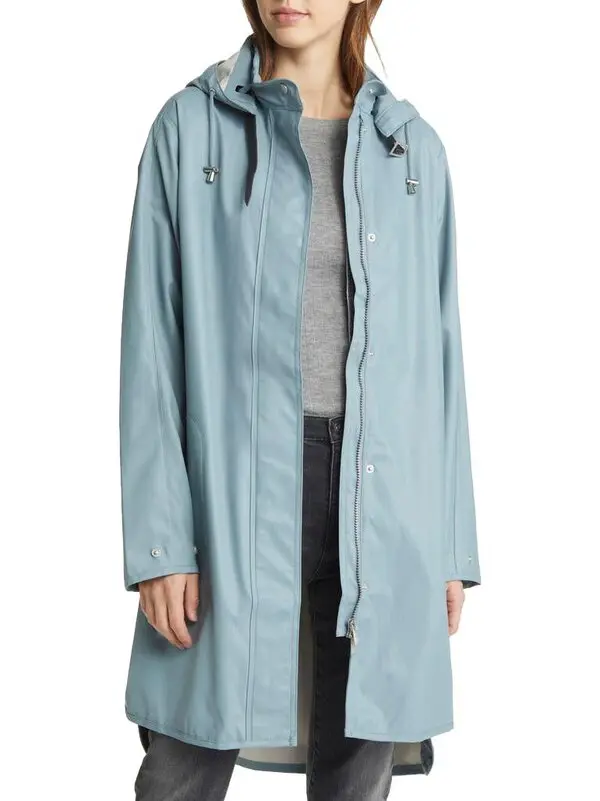 ILSE JACOBSEN Hooded Raincoat - Blue Cloud