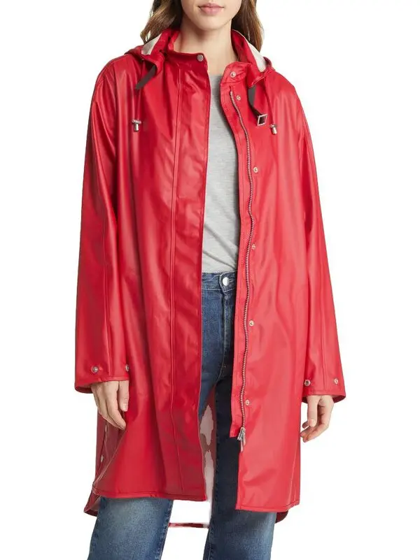 ILSE JACOBSEN Hooded Raincoat - Deep Red