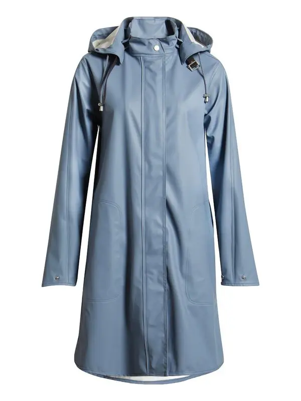 ILSE JACOBSEN Hooded Raincoat - Grey Blue