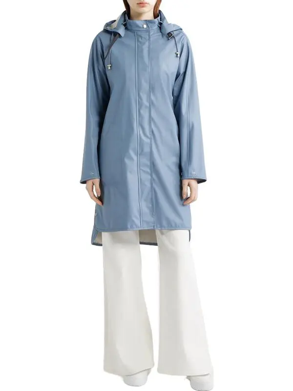 ILSE JACOBSEN Hooded Raincoat - Grey Blue