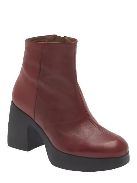 WONDERS Lightweight Suede Platform Boots - Burgundy Leather