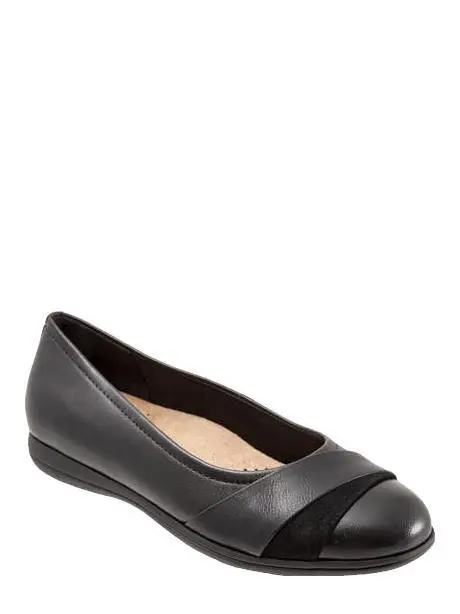 Trotters Danni Leather & Suede Flat - Black