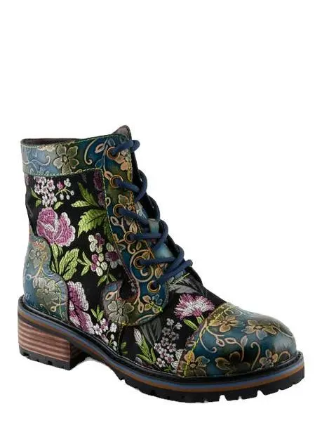 SPRING STEP SHOES Fantastic Lace-up Boots - Blue Multi