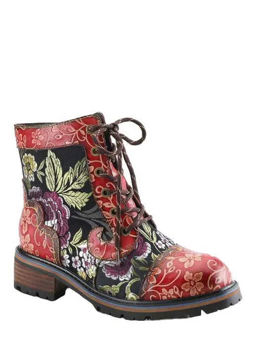 SPRING STEP SHOES Fantastic Lace-up Boots - Red Multi