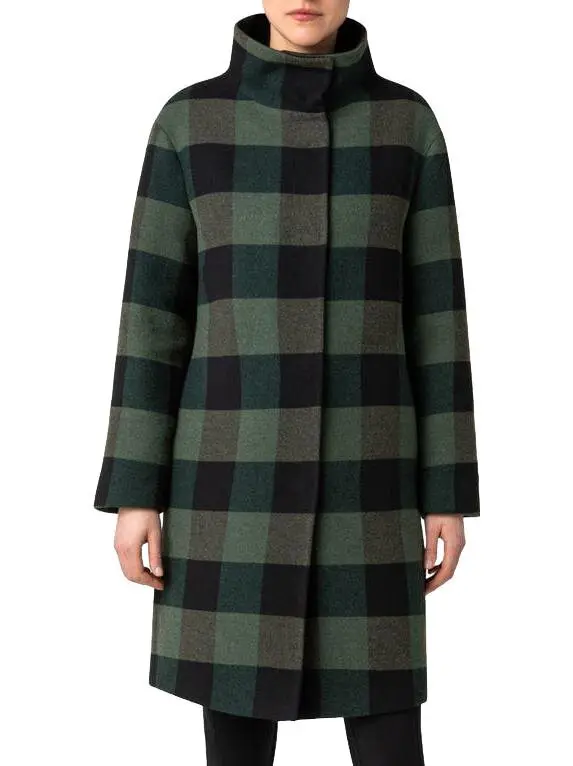 Akris Buffalo Check Coat - 095-black-laurel