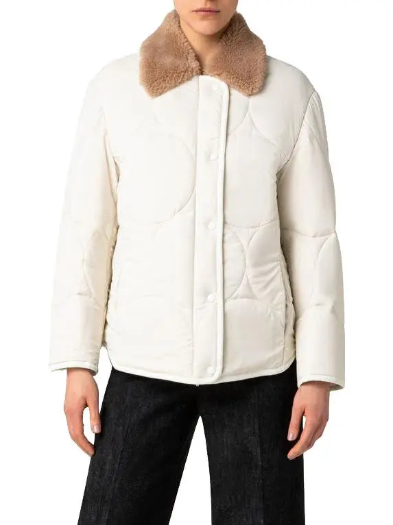 Akris Circle Quilted Jacket With Faux Fur Collar - Cream-malt