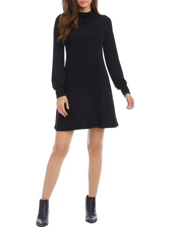 Karen Kane Drape Neck Sweater Dress - Black
