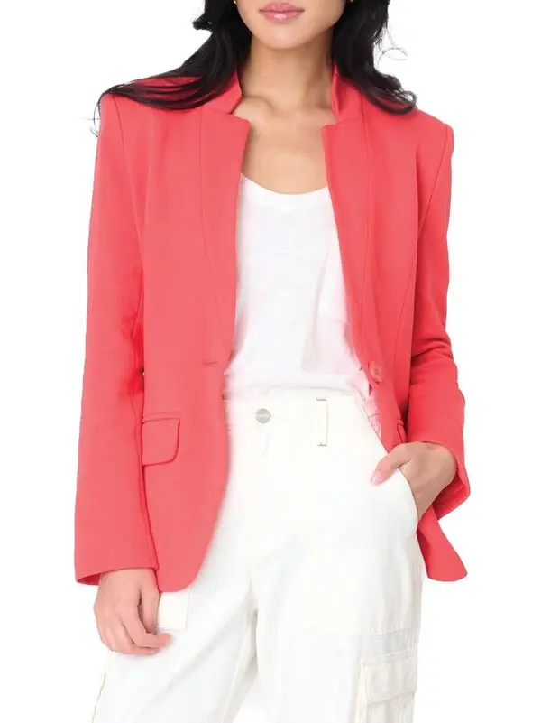 GIBSONLOOK Inverted Notch Collar Knit Blazer - Cherry Radiant